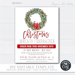 EDITABLE Wreath Sale Fundraiser Flyer, Christmas Wreath Sale Fundraiser ...