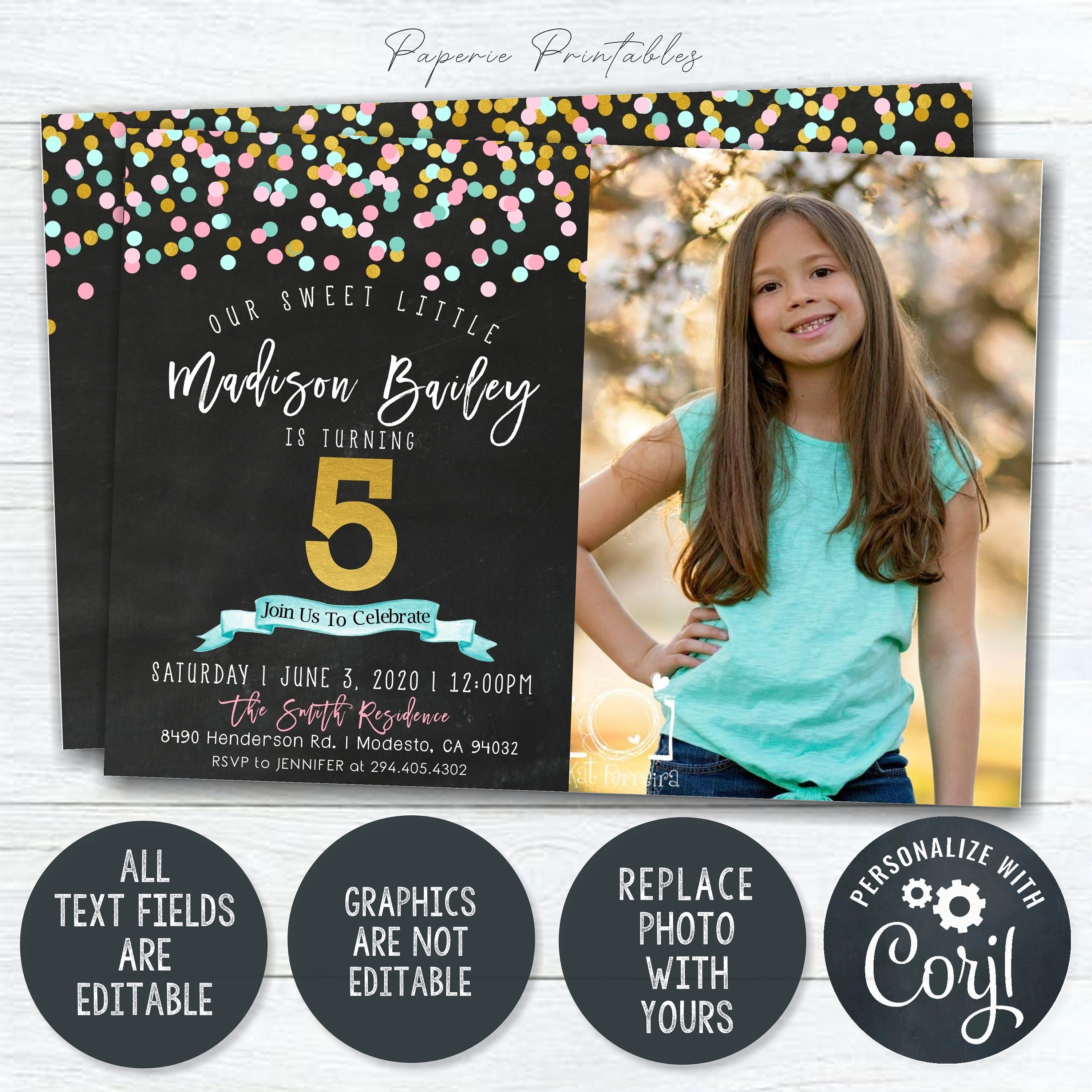 EDITABLE Confetti Birthday Bundle Confetti Birthday - Etsy