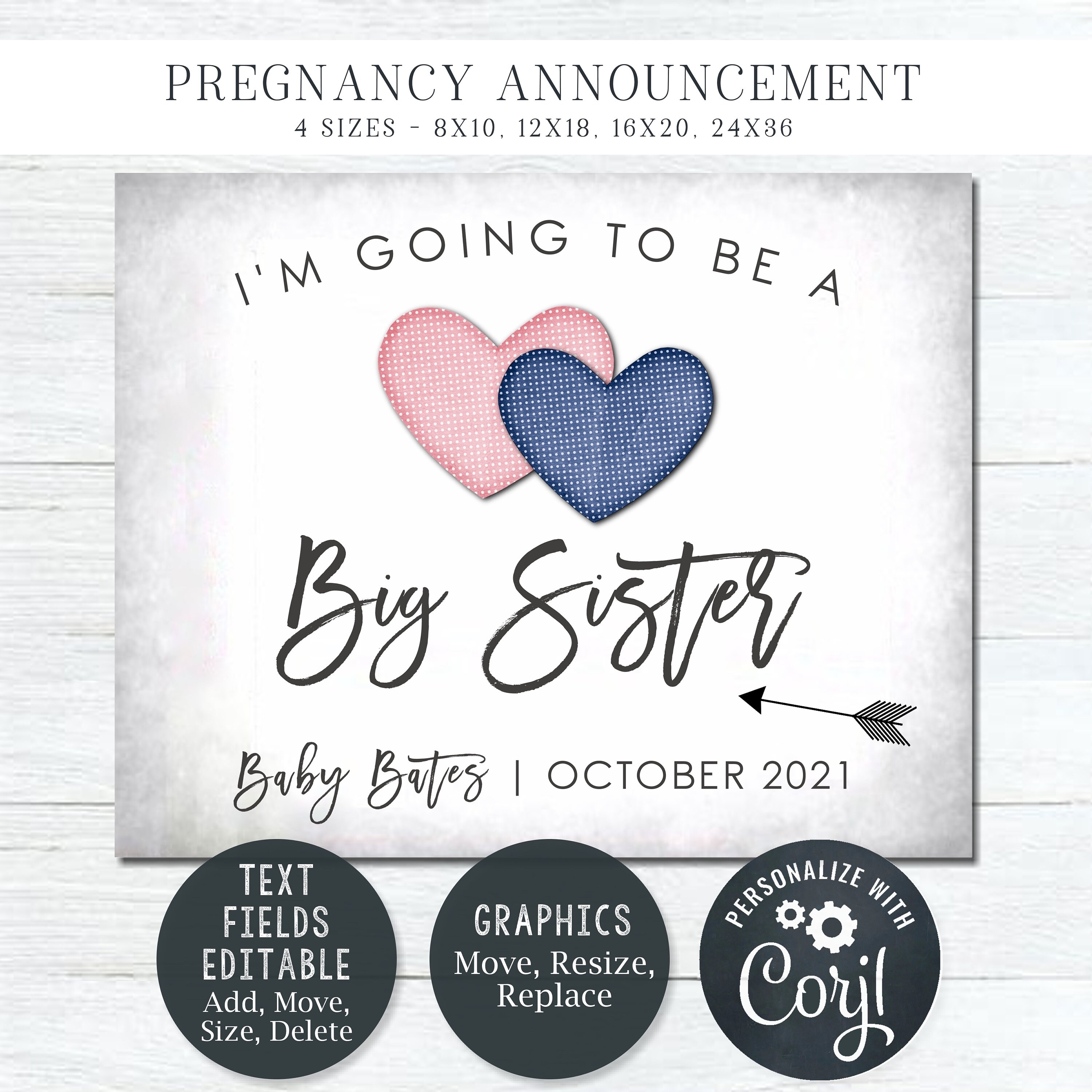 EDITABLE Big Sister Pregnancy Announcement I'm Going to - Etsy