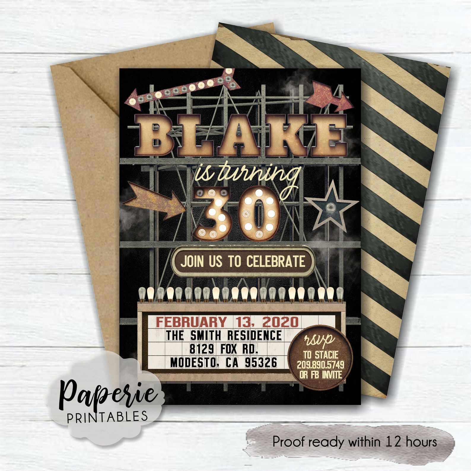 Masculine Birthday Party Invitation Mens Birthday Invitation | Etsy