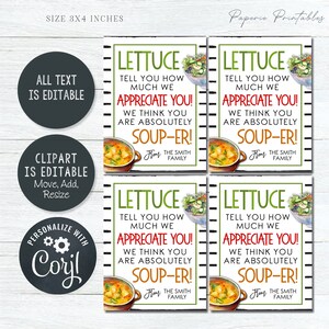 EDITABLE Salad Appreciation Gift Tag, Teacher Appreciation Tag, Thank ...