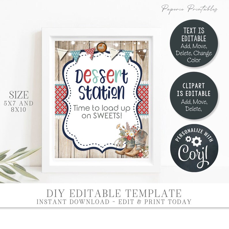 EDITABLE Cowboy Party Signs Western Party Signs Cowgirl - Etsy