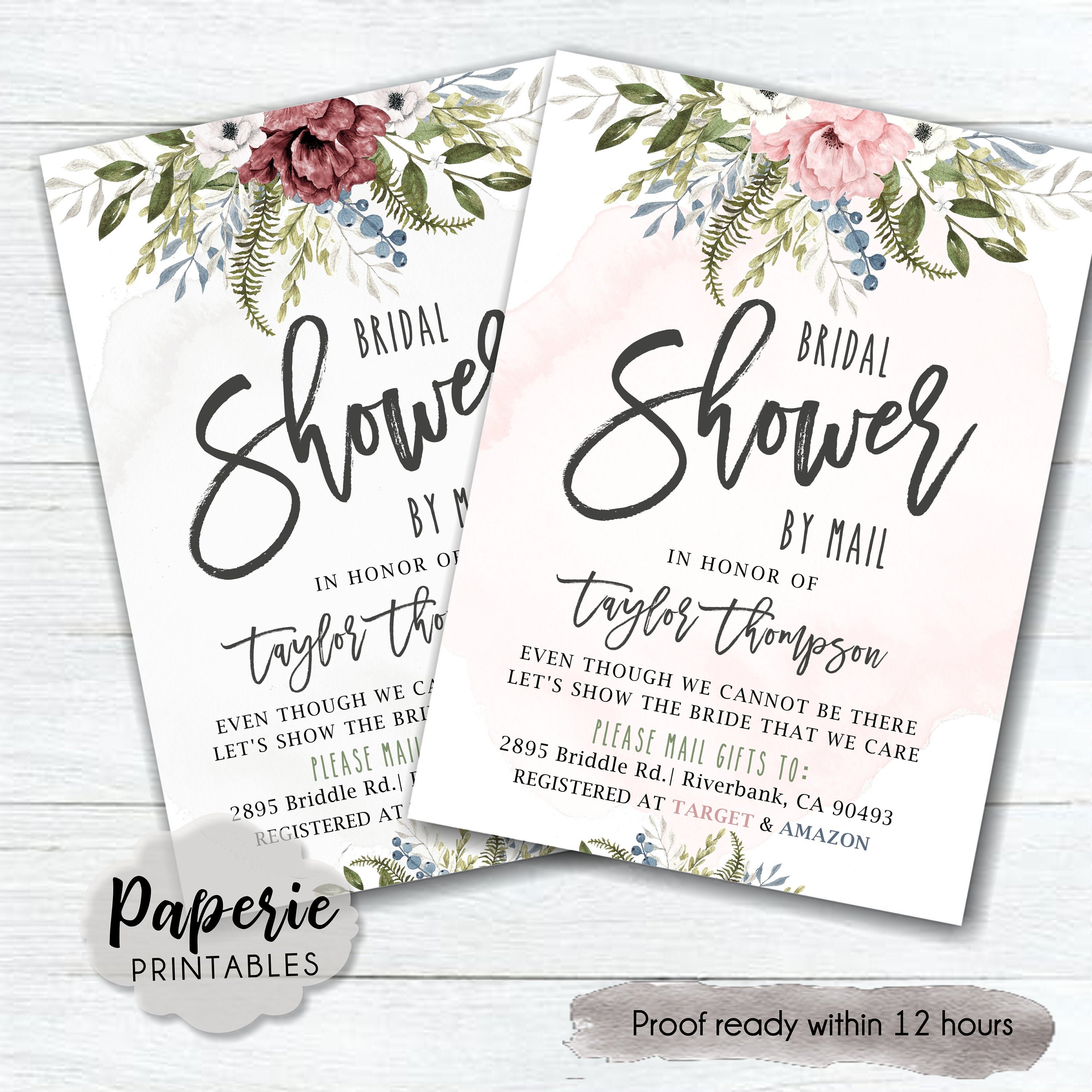 Bridal Shower by Mail Invitation Long Distance Bridal Shower | Etsy
