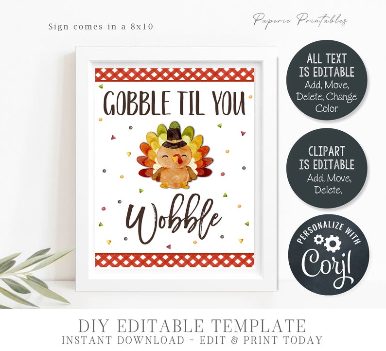 EDITABLE Gobble Til You Wobble Thanksgiving Food Labels - Etsy