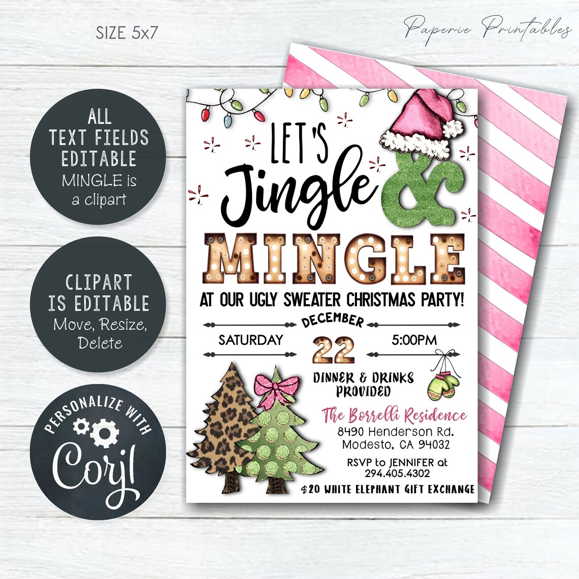 Editable Jingle & Mingle Christmas Party Invitation (digital Printable ...