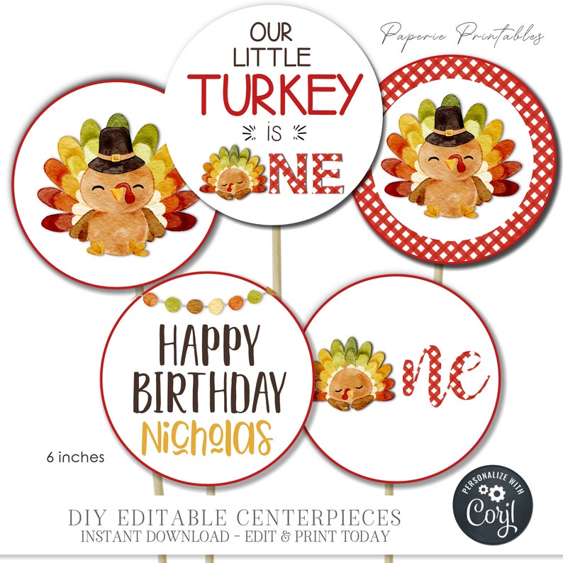 EDITABLE Turkey Birthday Party Decorations Turkey Birthday - Etsy
