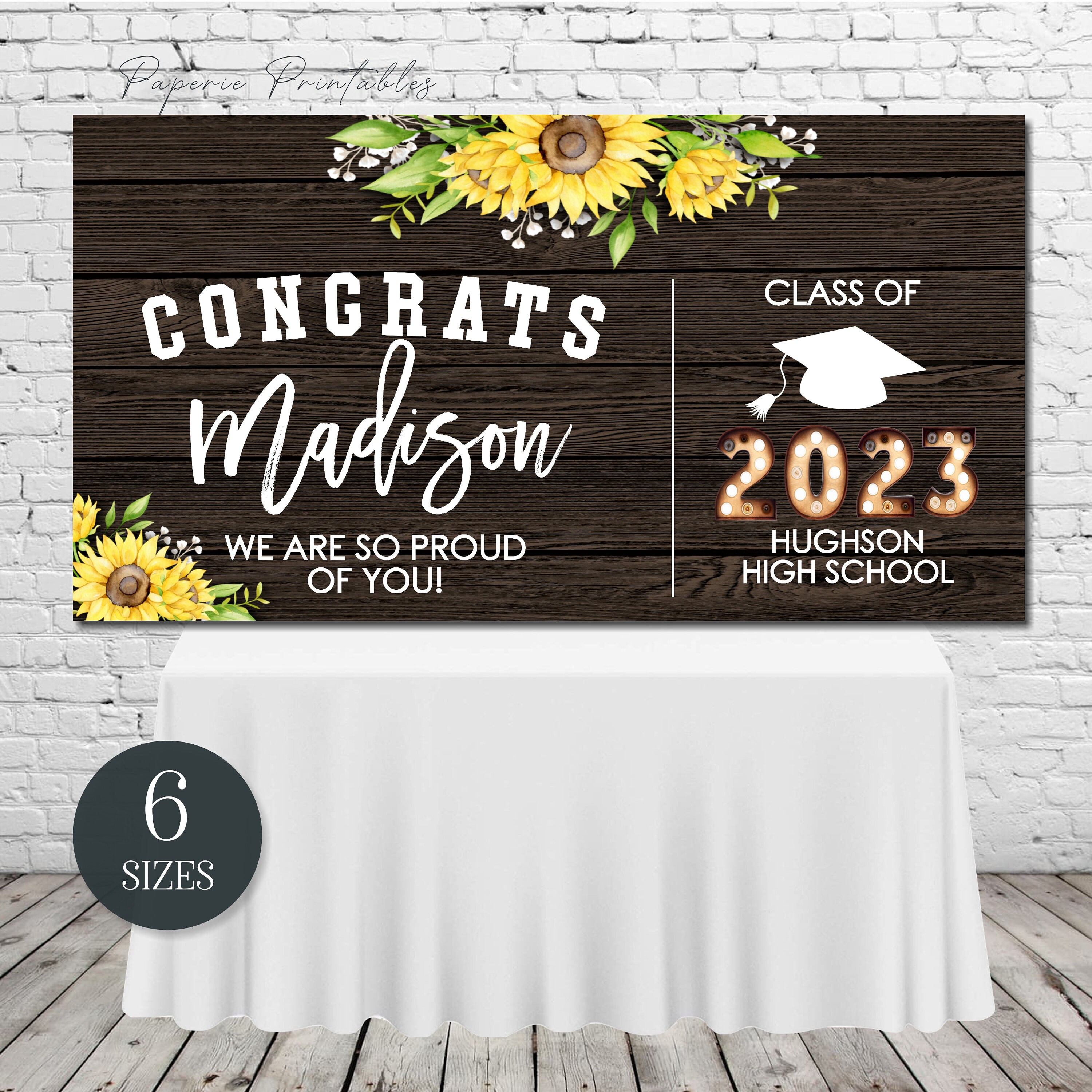 EDITABLE Sunflower Graduation Banner Graduation Yard Sign - Etsy