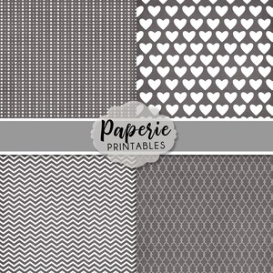 Gray & White Pattern Digital Paper - 12x12 Digital Scrapbooking Paper ...