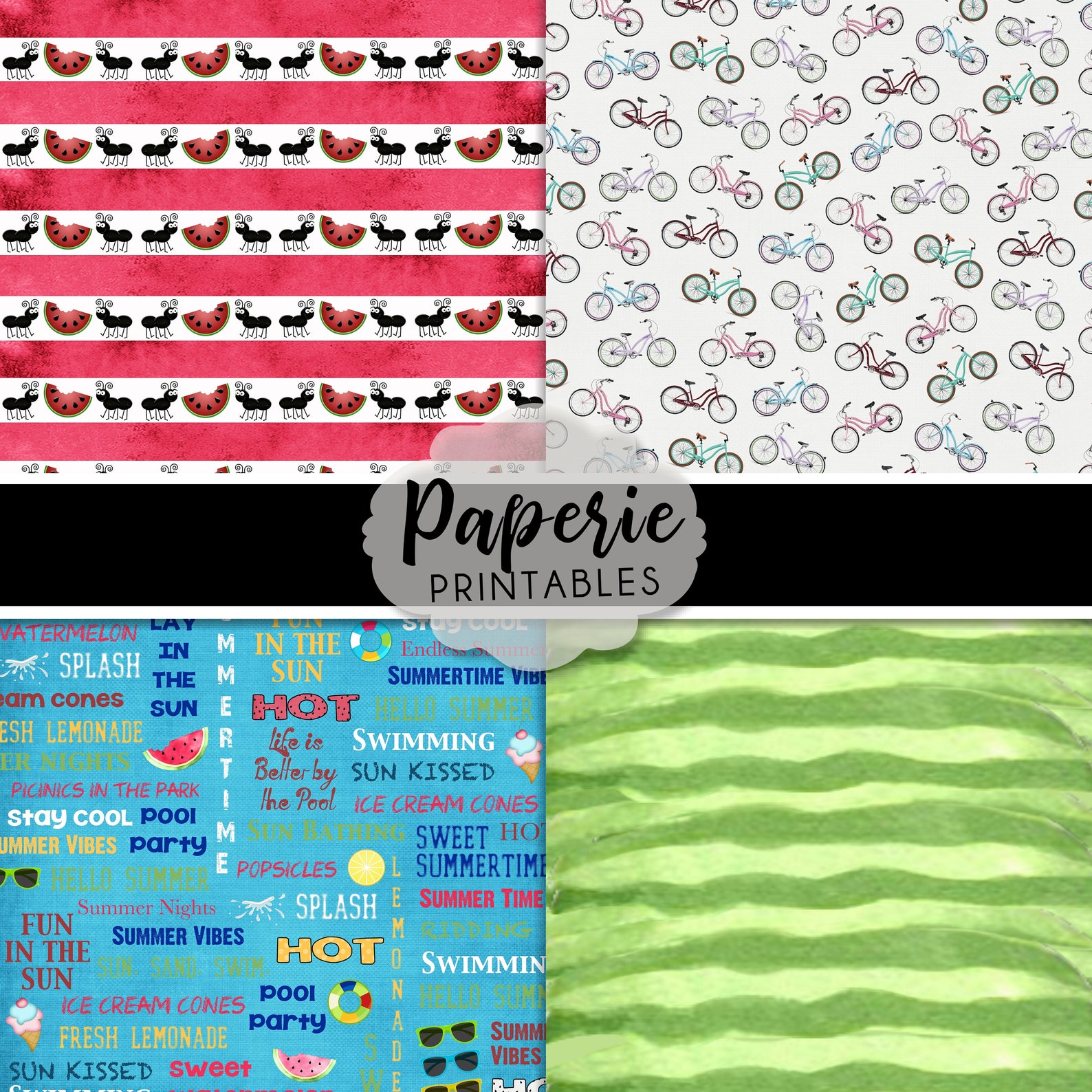 Hello Summer Digital Paper 8.5x11 Digital Scrapbooking Paper - Etsy