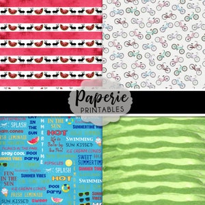Hello Summer Digital Paper - 12x12 Digital Scrapbooking Paper - 50 ...