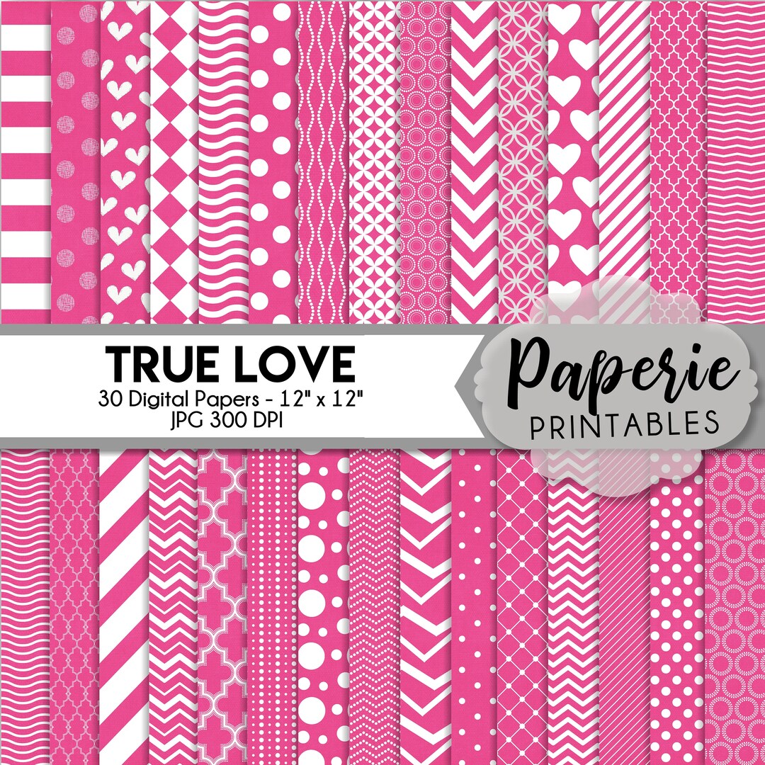 Pink & White Digital Paper: 12x12 Scrapbook Patterns (digital Download ...
