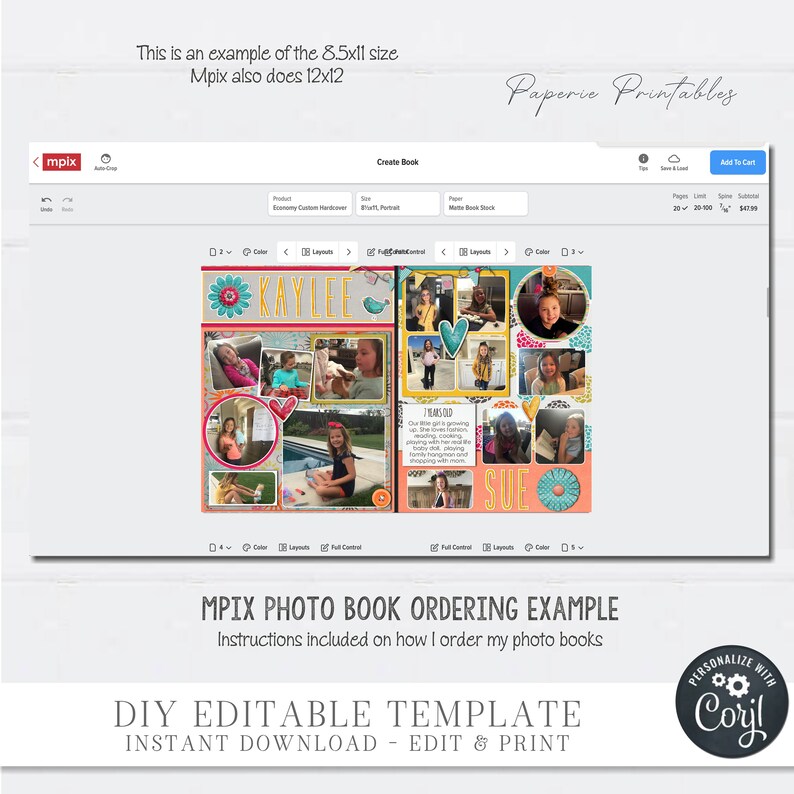 EDITABLE Girl Scrapbooking Quick Pages Girl Scrapbooking - Etsy