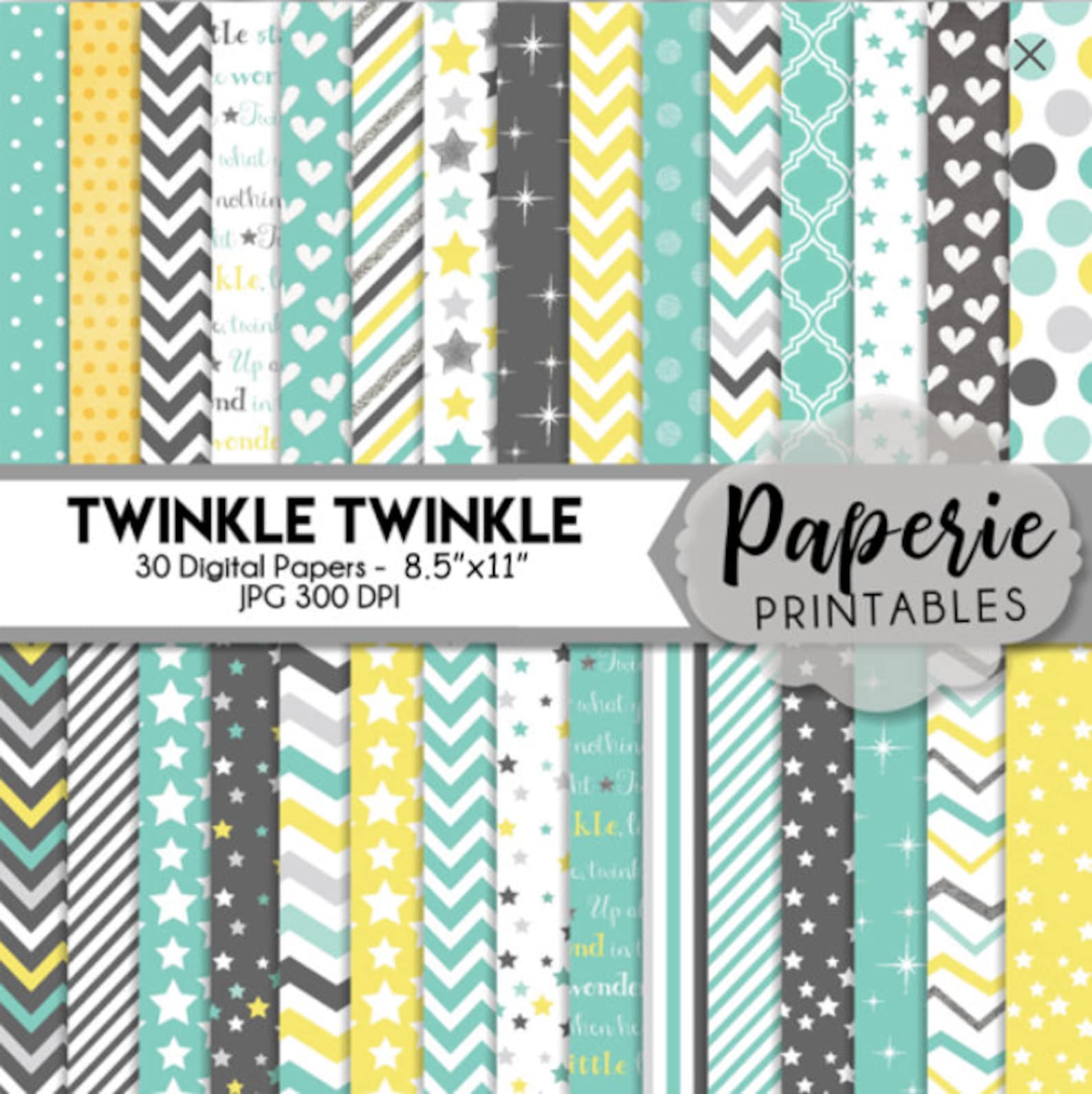 Twinkle Twinkle Little Star Pattern Digital Paper 8.5x11 - Etsy