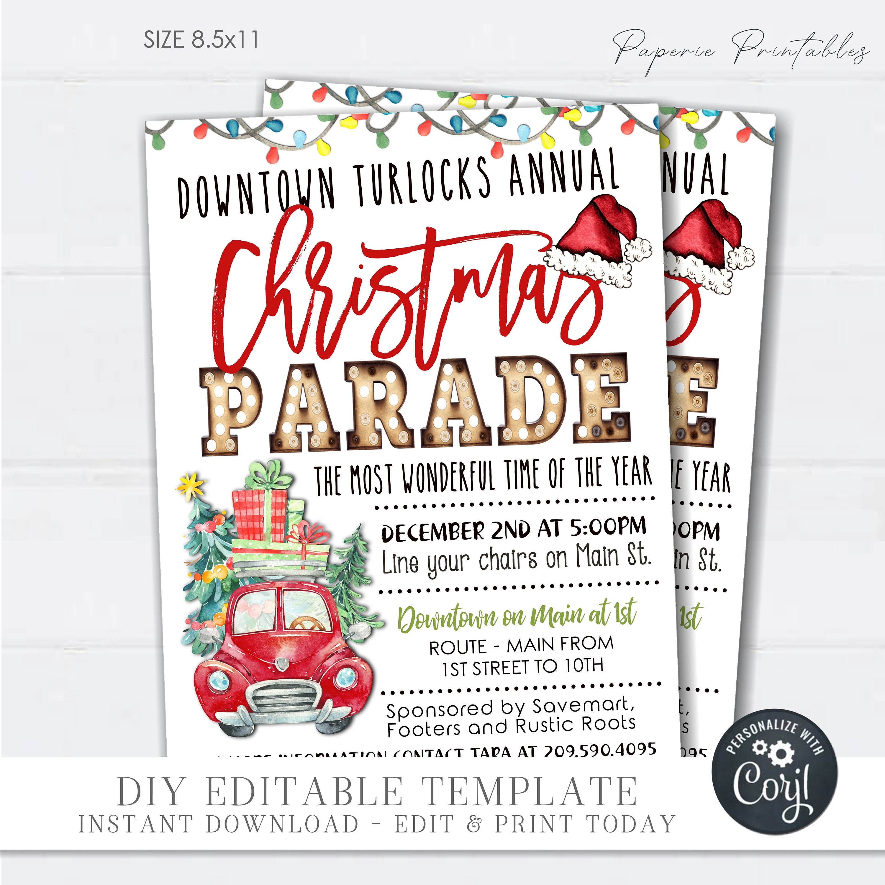Editable Christmas Parade Flyer Template (8.5x11) (DIY Corjl) #CF42 - Etsy