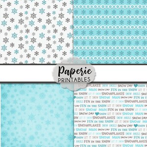 Snow Day Digital Paper - 12x12 Digital Scrapbooking Paper - 30 Papers ...