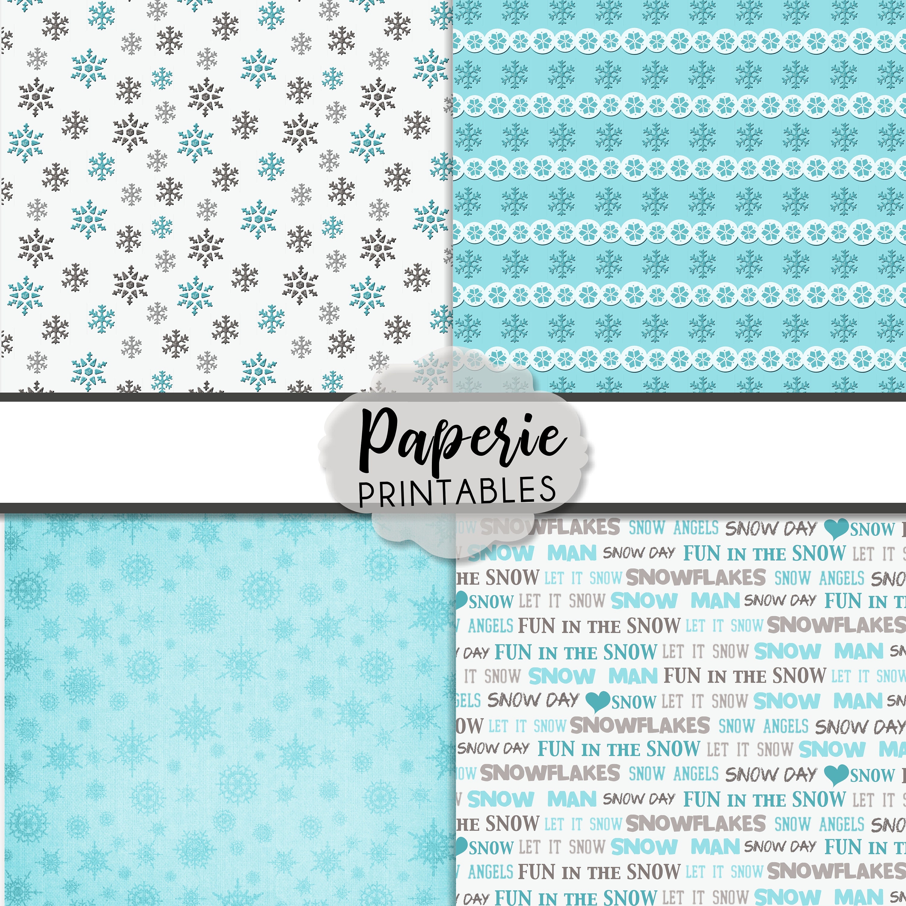 Snow Day Digital Paper 12x12 Digital Scrapbooking Paper 30 | Etsy