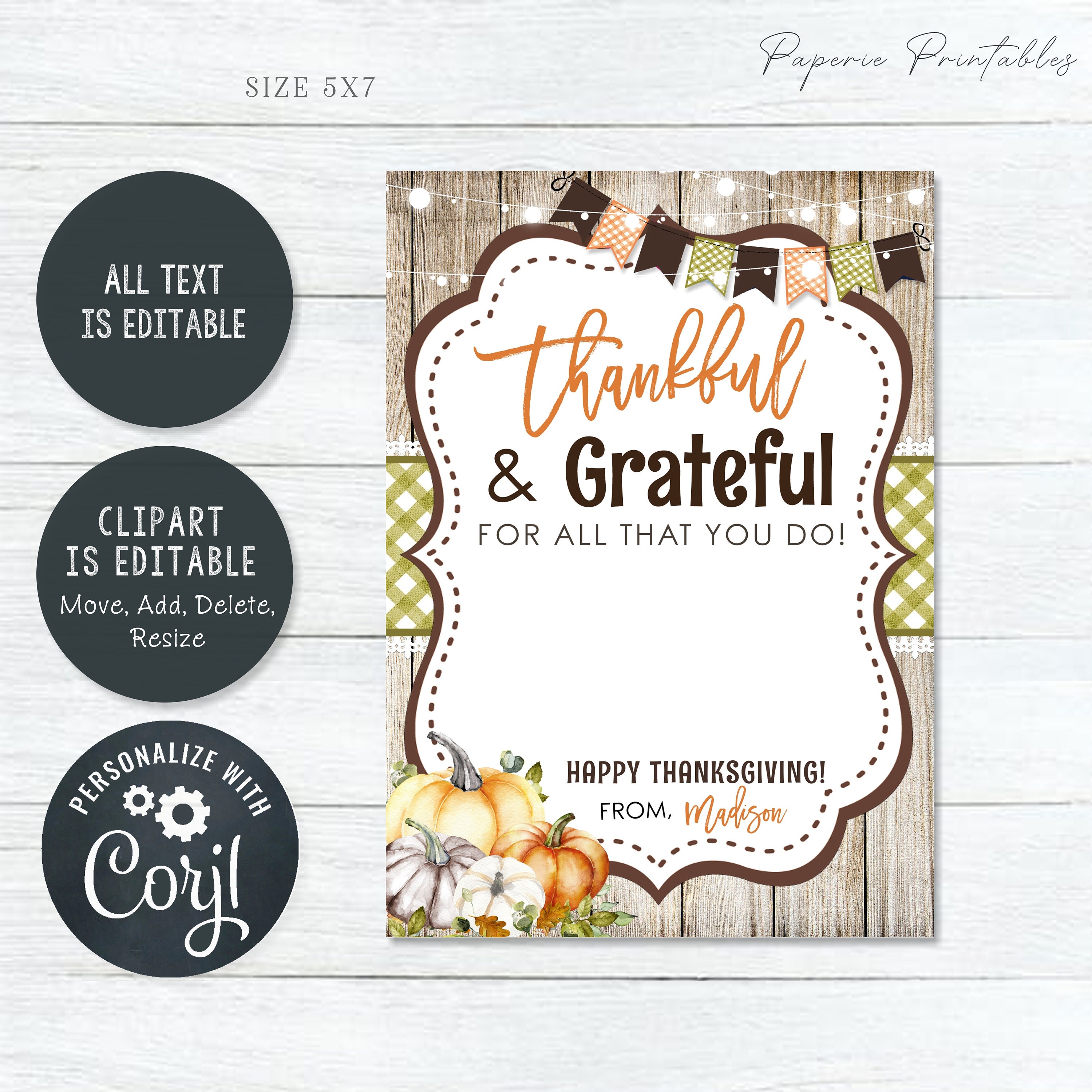EDITABLE Thanksgiving Gift Card Holder Thanksgiving Thanks a - Etsy