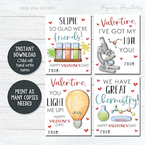 Chemistry Valentine Card for Kids, Kids Valentine Cards, Science ...