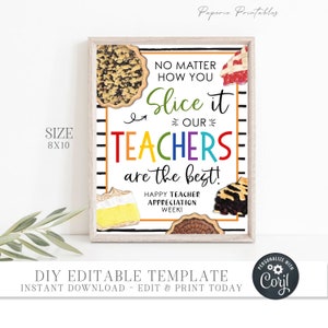 EDITABLE Teacher Appreciation Sign, Pie Teacher Appreciation Sign, No ...