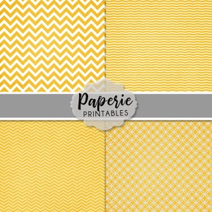 Yellow & White Pattern Digital Paper - 8.5x11 Digital Scrapbooking ...