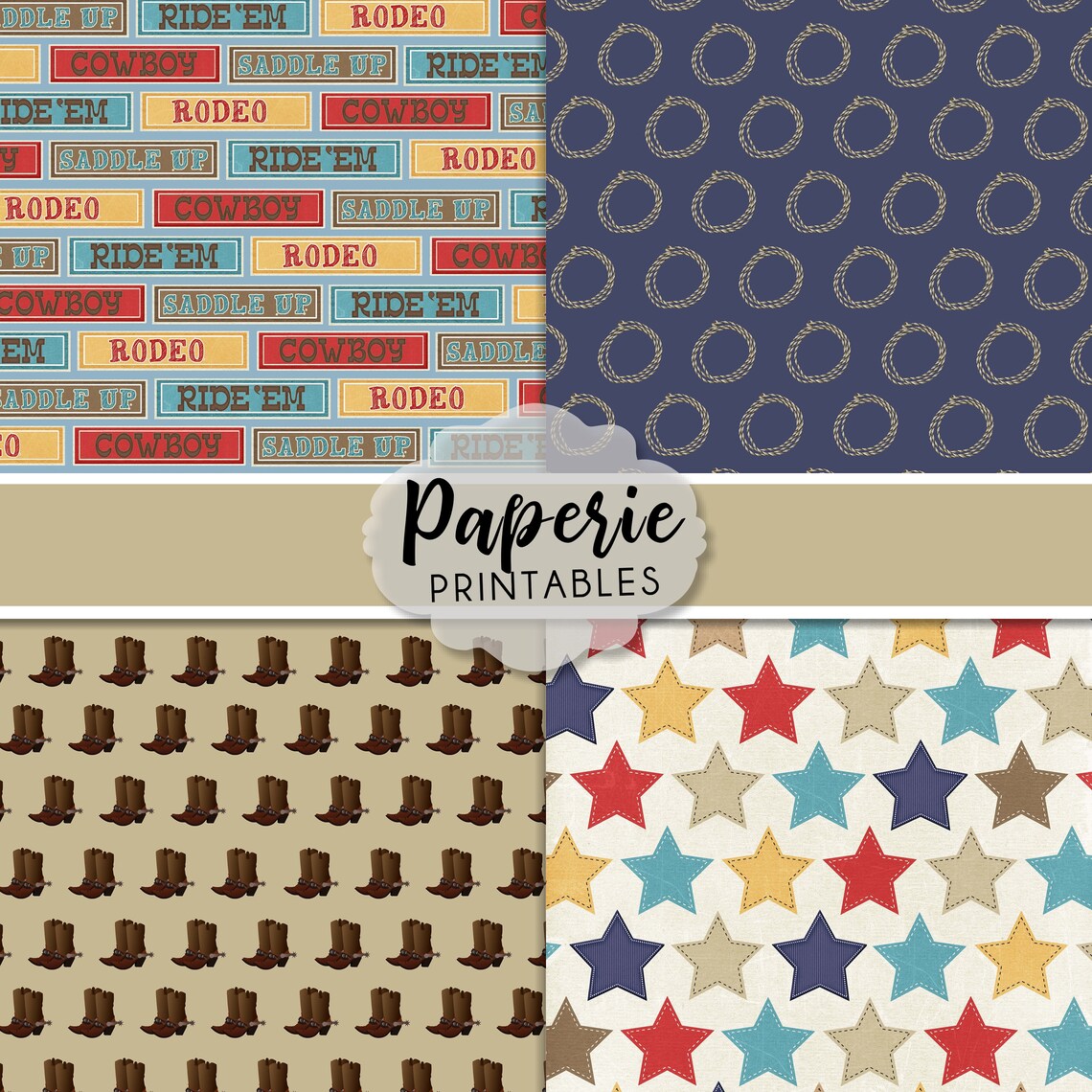 Cowboy Digital Paper 8.5x11 Digital Scrapbooking - Etsy