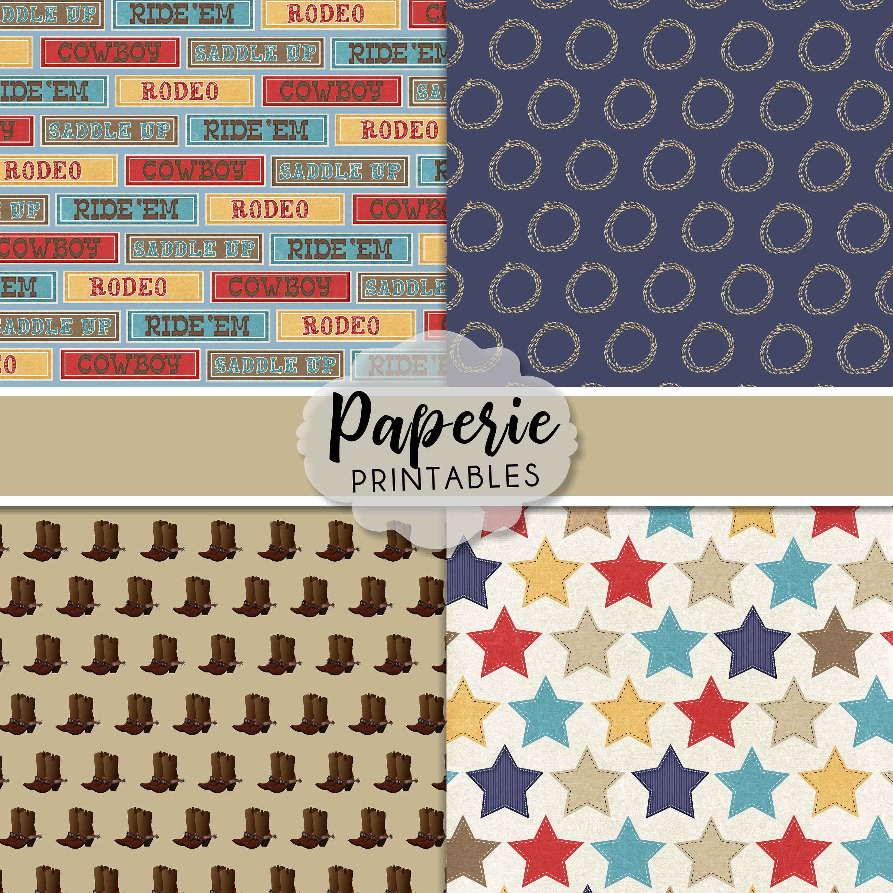 Cowboy Digital Paper 8.5x11 Digital Scrapbooking | Etsy