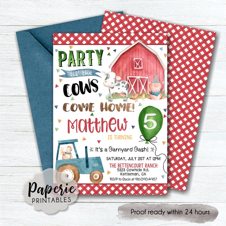 Farm Birthday Invitation Barn Party Barnyard Birthday - Etsy