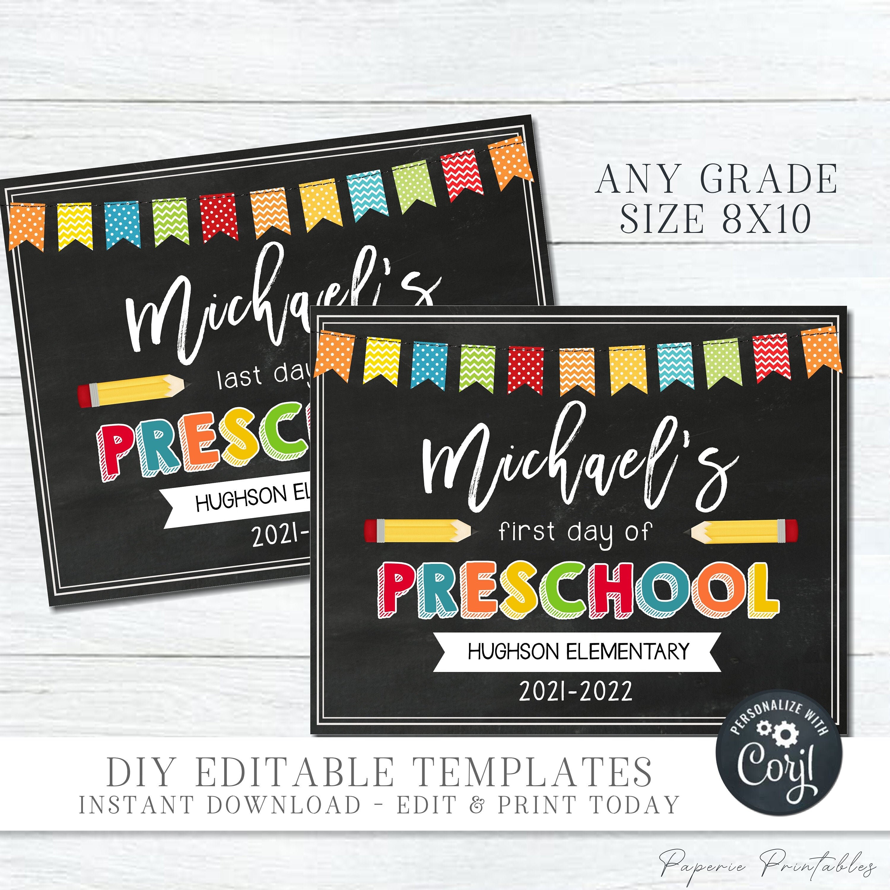 Editable First and Last Day of School Sign: Photo Prop (digital ...