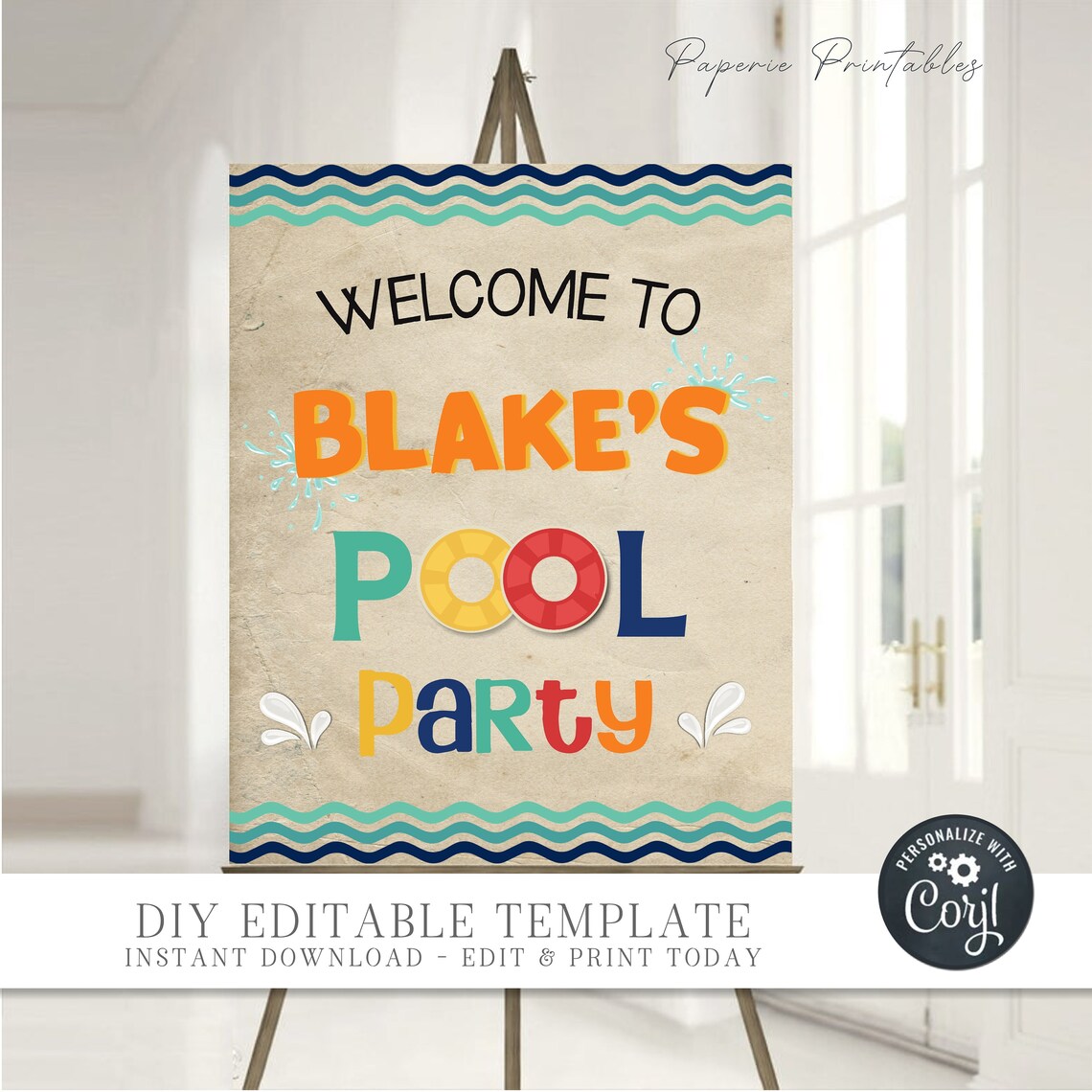 Editable Pool Party Birthday Party Welcome Sign Pool Party - Etsy