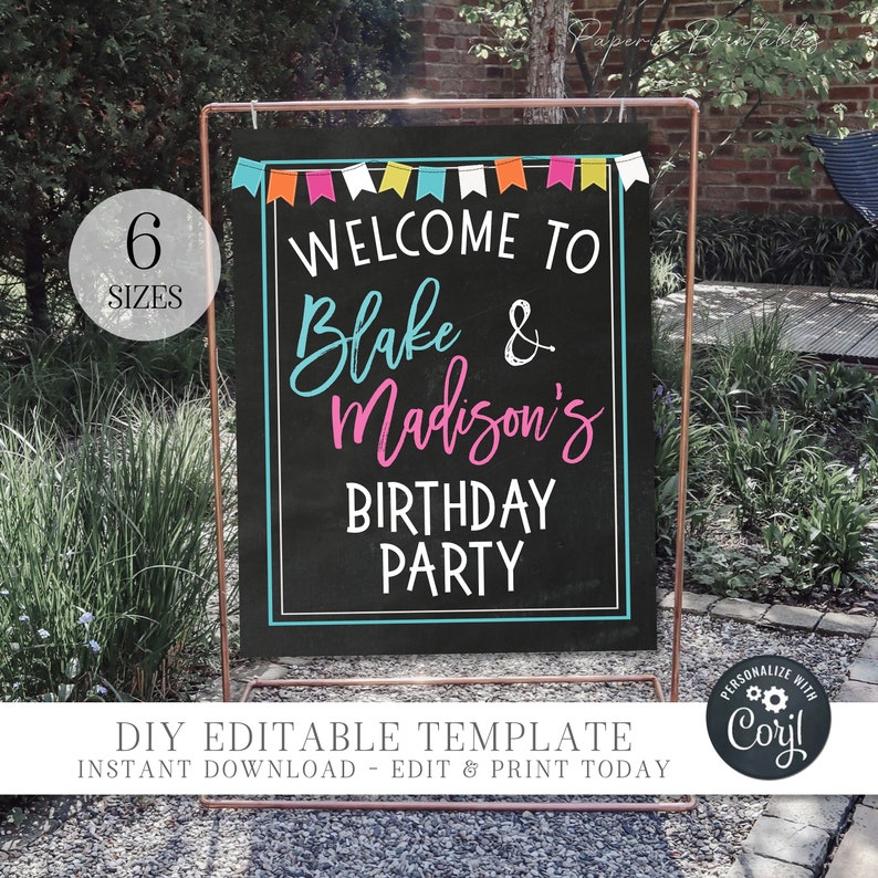 Editable Birthday Party Welcome Sign Kids Birthday Party - Etsy