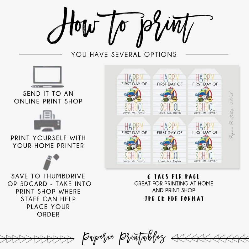 EDITABLE First Day of School Printable Tag Back to School | Etsy