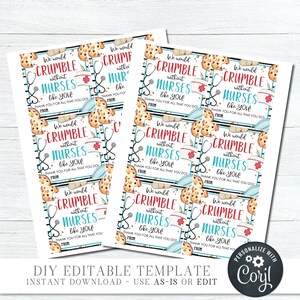 Editable Cookie Nurse Appreciation Gift Tags (DIY Wcorjl) #NAF11 - Etsy