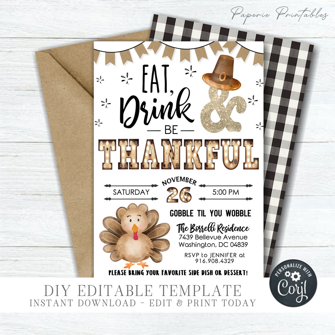 Editable Thanksgiving Party Invitation Template (digital Download) # ...