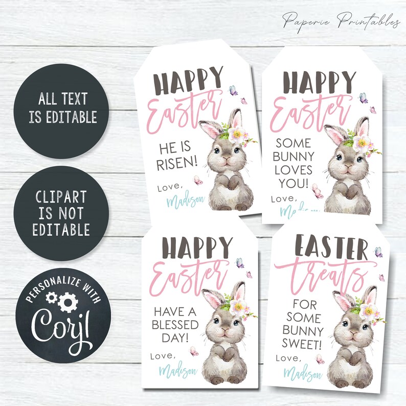 EDITABLE Happy Easter Gift Tags Easter Treats Tags Fully - Etsy
