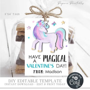 EDITABLE Unicorn Valentine Cards, Kid Valentine Cards, School Valentine ...