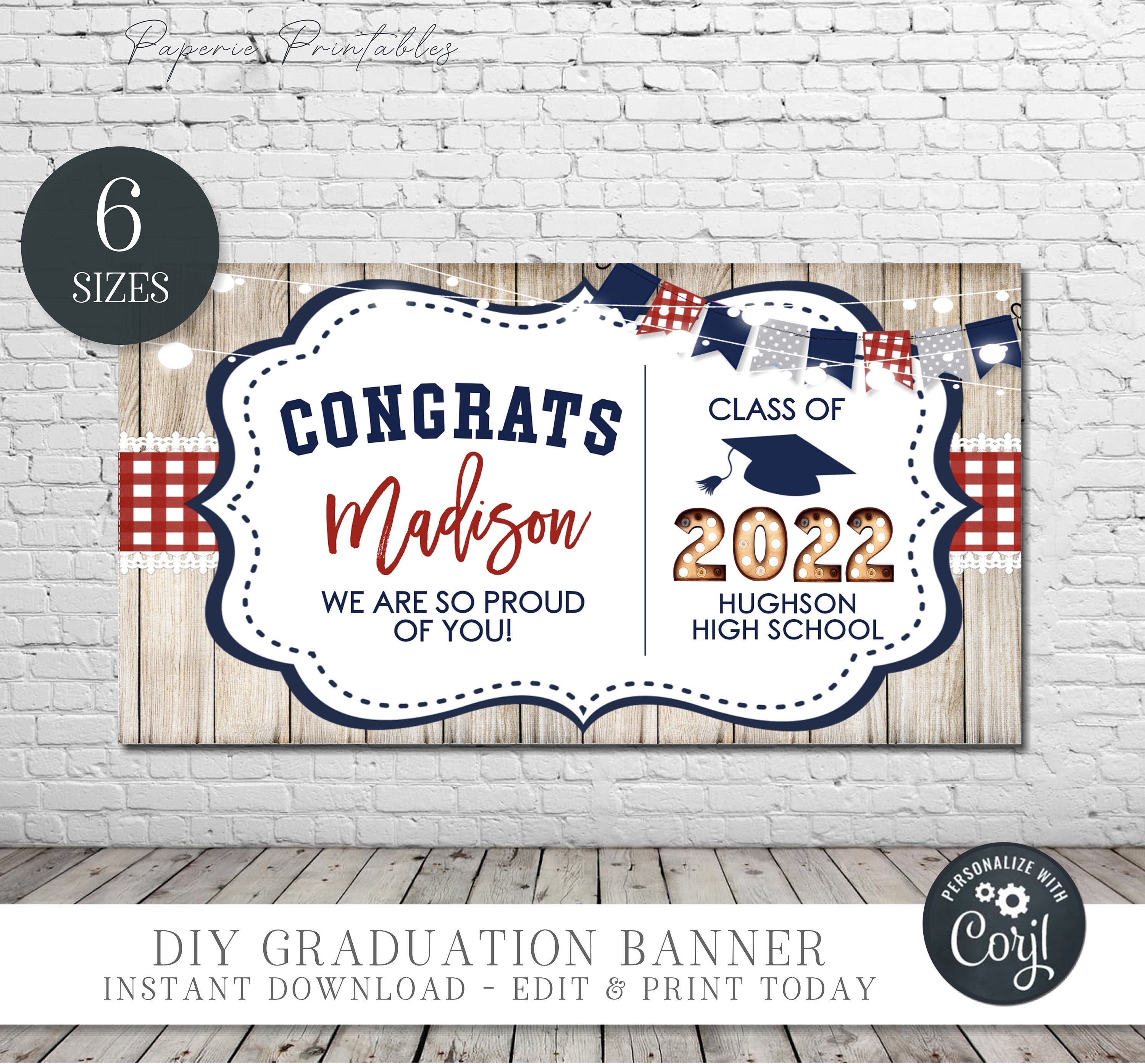 EDITABLE Graduation Backdrop Graduation Banner Class of 2022 - Etsy