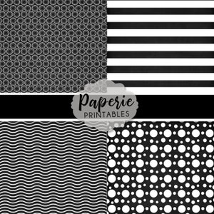 Black & White Pattern Digital Paper - 12x12 Digital Scrapbooking Paper ...
