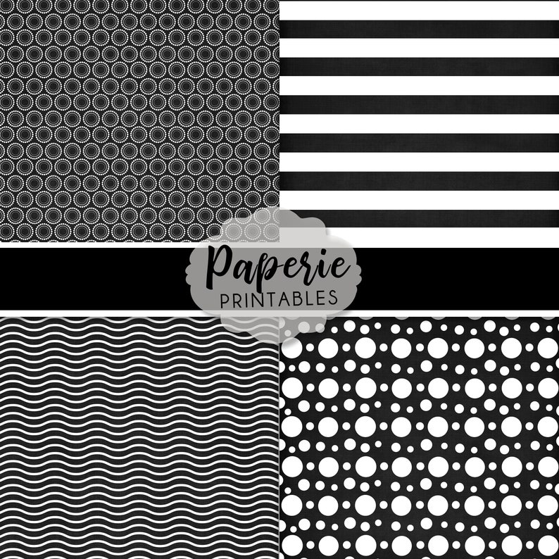 Black & White Pattern Digital Paper 12x12 Digital - Etsy