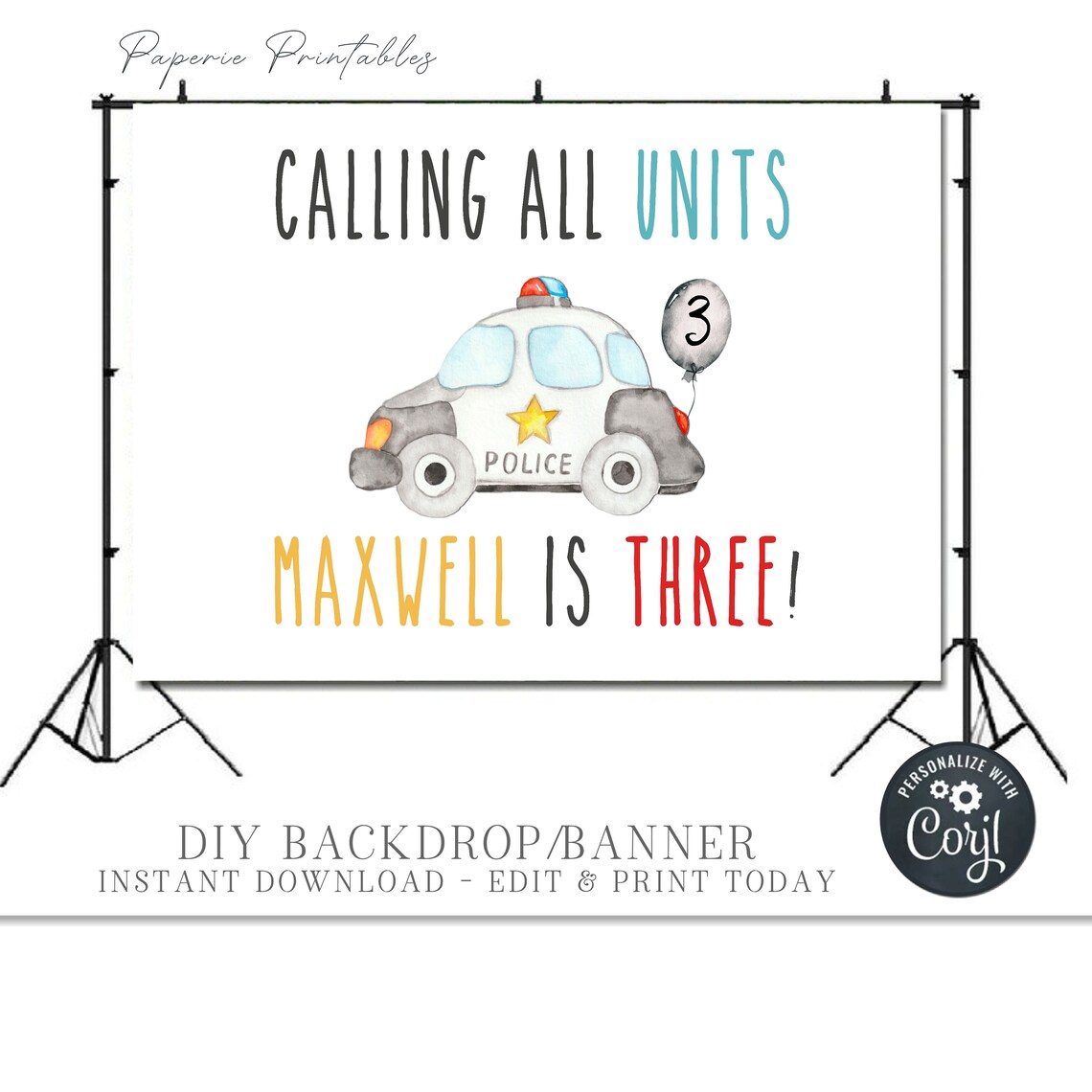 EDITABLE Police Birthday Decorations Law Enforcement Birthday - Etsy