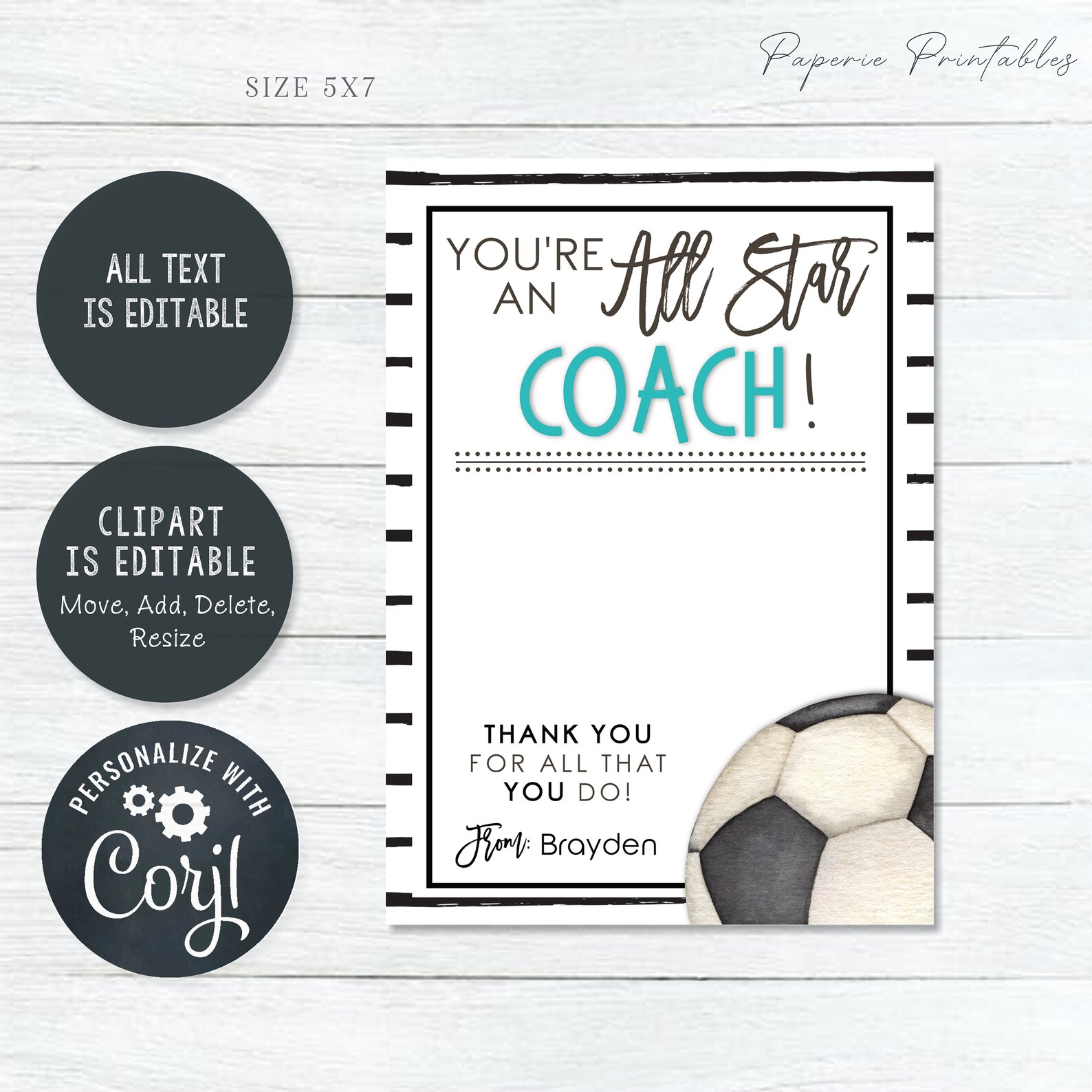EDITABLE Soccer Coach Appreciation Gift Card Holder, Coach Appreciation ...