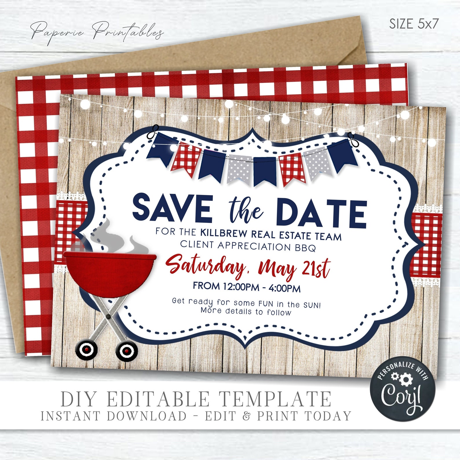 Editable BBQ Save the Date Invitation: Company Picnic (DIY Corjl) # ...