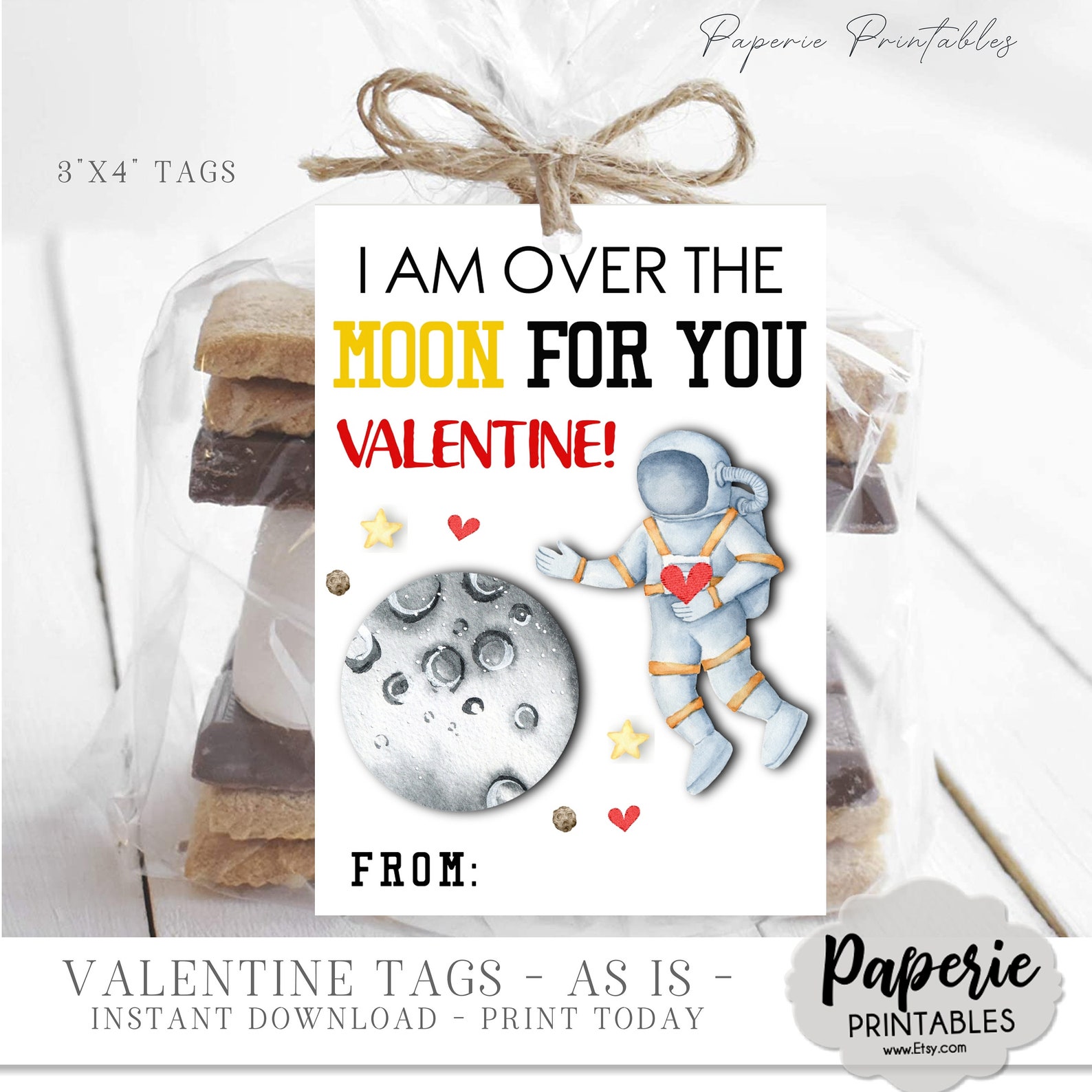 Space Valentine Tags Kids Valentine Cards Outer Space | Etsy