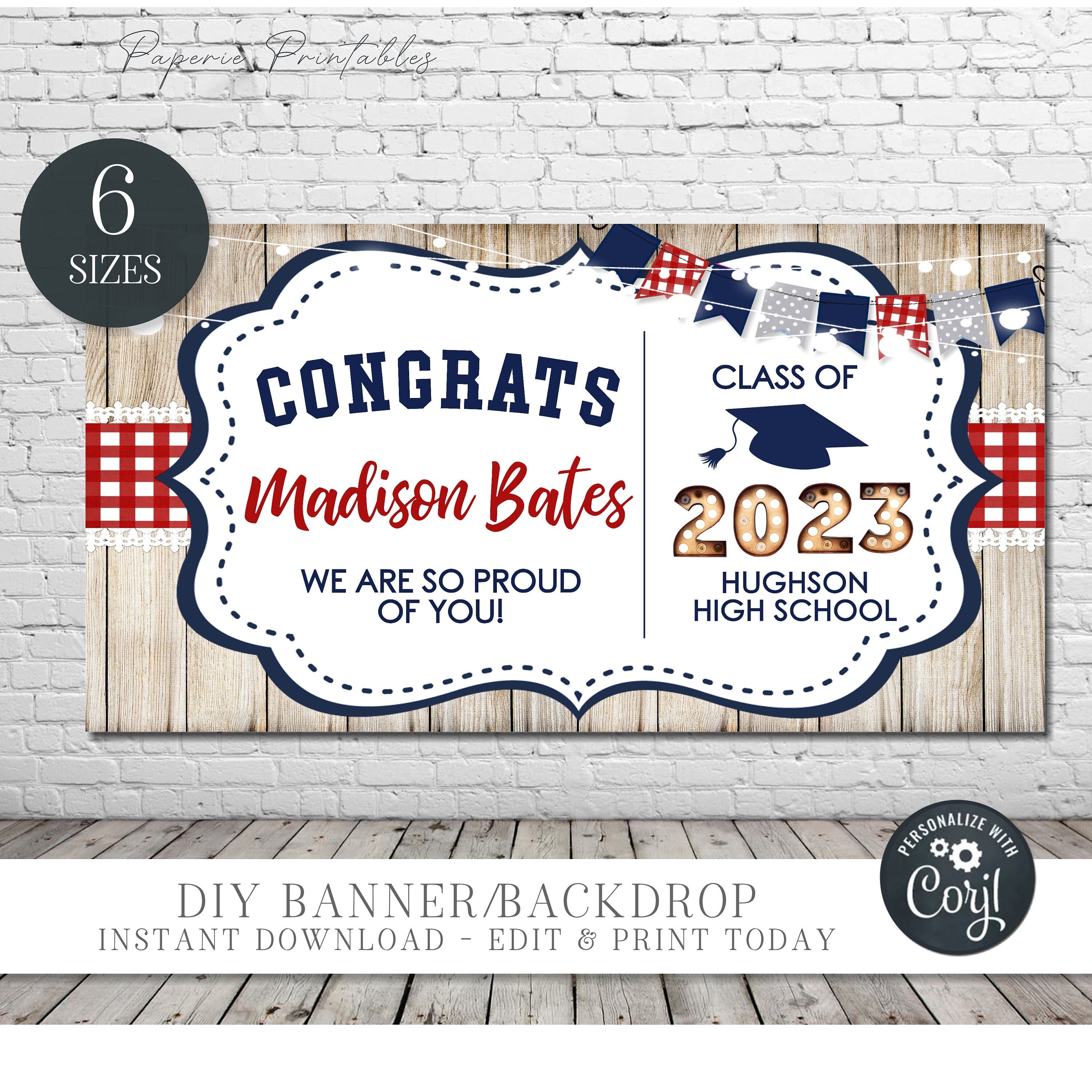 EDITABLE Graduation Backdrop Graduation Banner Class of 2023 - Etsy