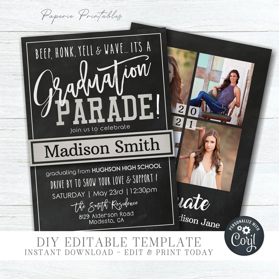 EDITABLE Graduation Parade Invitation Drive by Graduation | Etsy