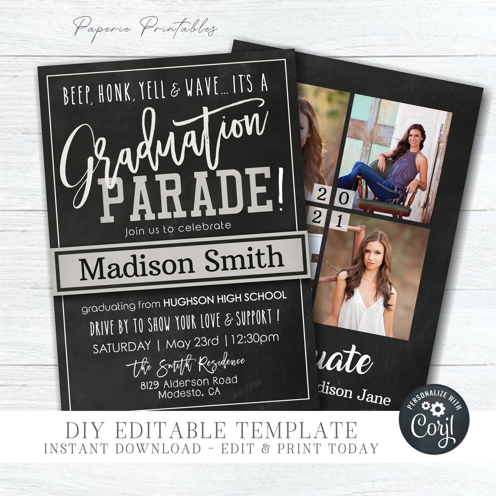 EDITABLE Graduation Parade Invitation Drive by Graduation | Etsy