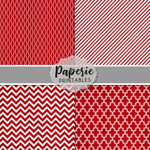 Red & White Pattern Digital Paper - 8.5"x11" Digital Scrapbooking Paper ...