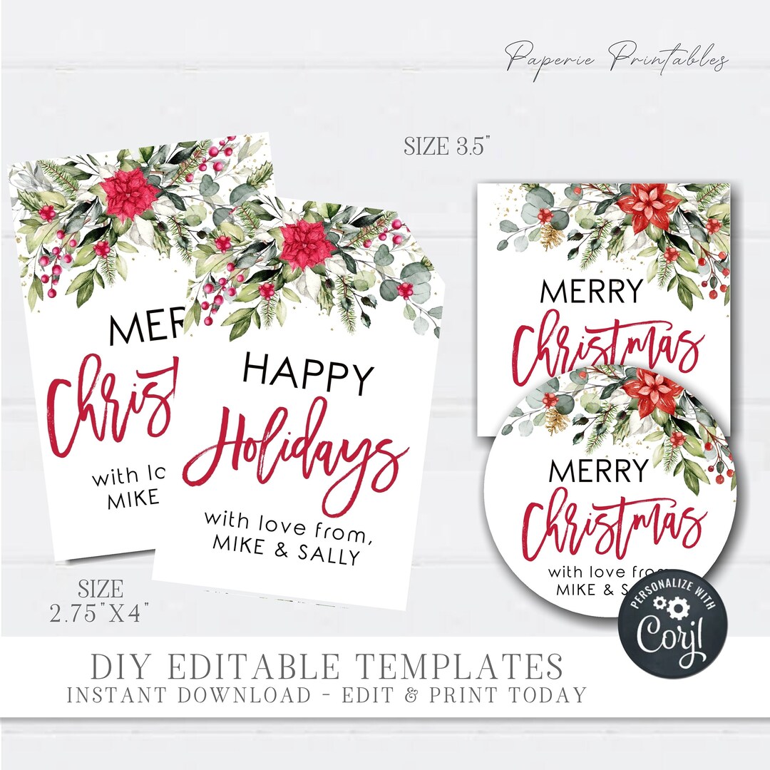 Editable Merry Christmas Tag, Merry Christmas Gift Tag, Christmas Gift ...