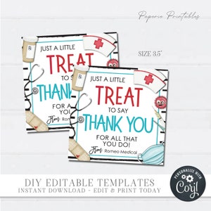 Editable Nurse Appreciation Gift Tags: DIY Thank You Template (corjl) # ...