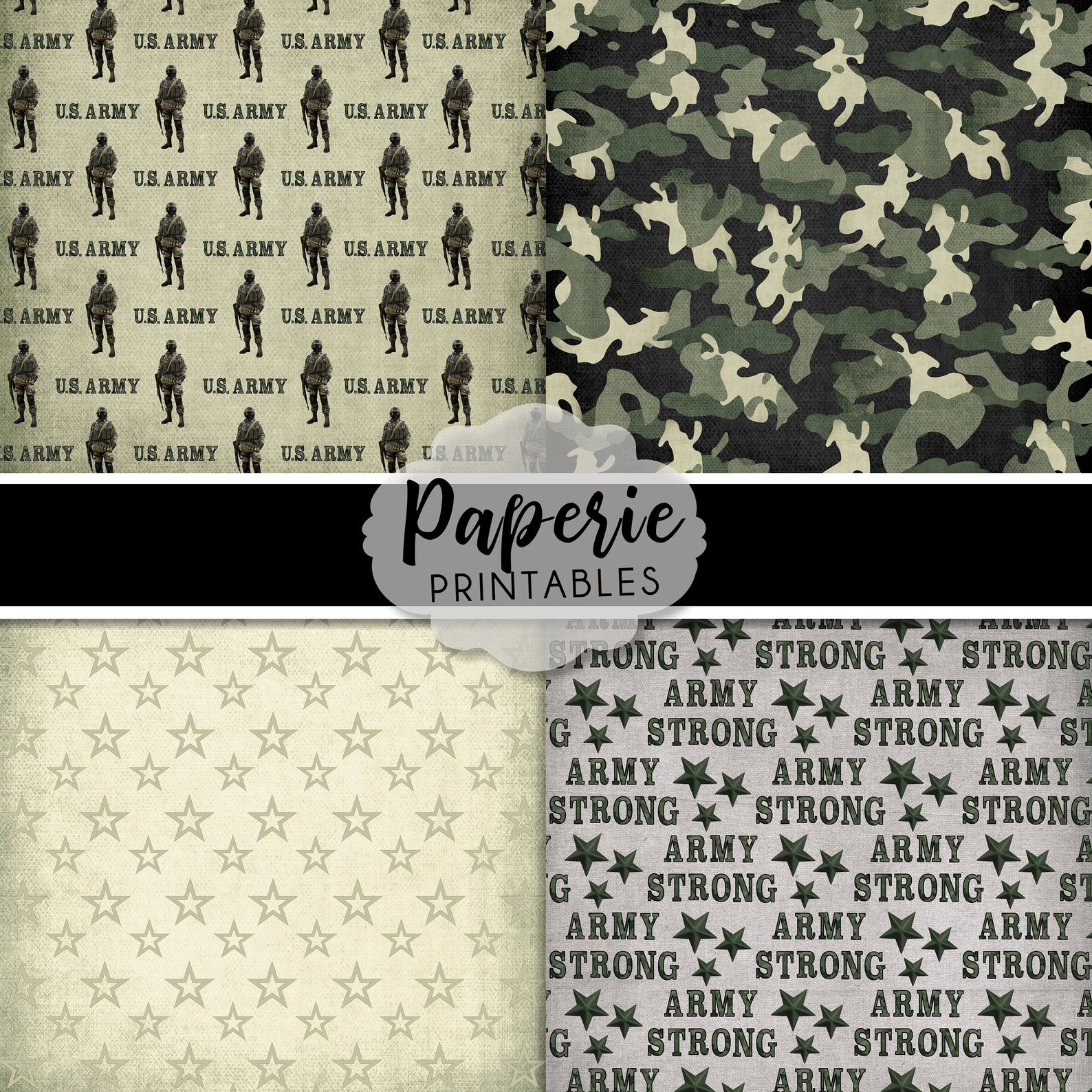 Army Camouflage Digital Paper Pack: Scrapbooking Clipart (digital ...