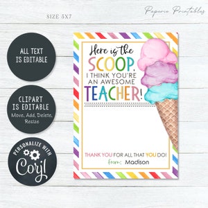 EDITABLE Teacher Appreciation Gift Card Holder, Here's the Scoop ...